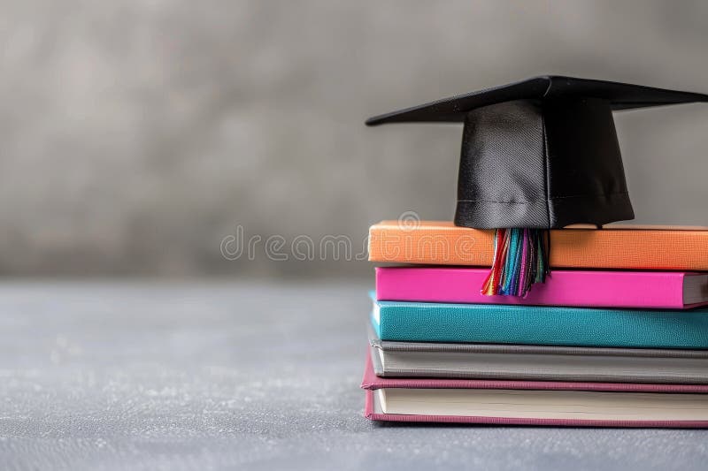 Black Graduation Hat Placed Top Pile Books Concept Education Knowledge ...