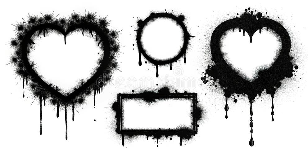Black Graffiti Stencil Frames Versatile Oval Round Heart Square and ...