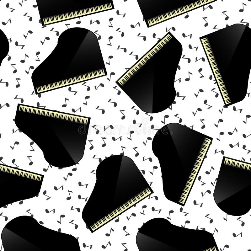 Black Grand Piano Seamless Pattern Stock Vector - Illustration of jazz ...
