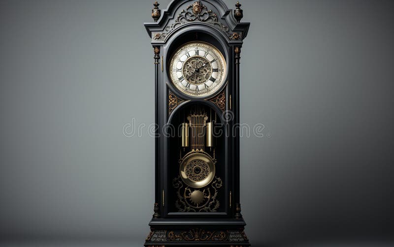 Black Grandfather Clock on a White Background -Generative Ai Stock ...