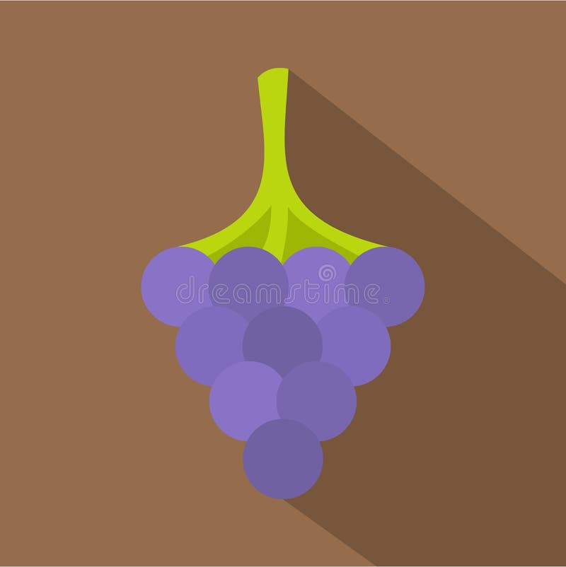 Black Grape Icon, Flat Style Stock Vector - Illustration of natural ...