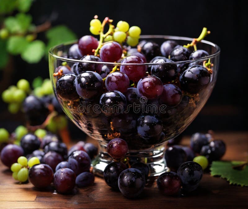 Black Grapes in Rounded Glass Flask Hot Photos Stock Illustration ...