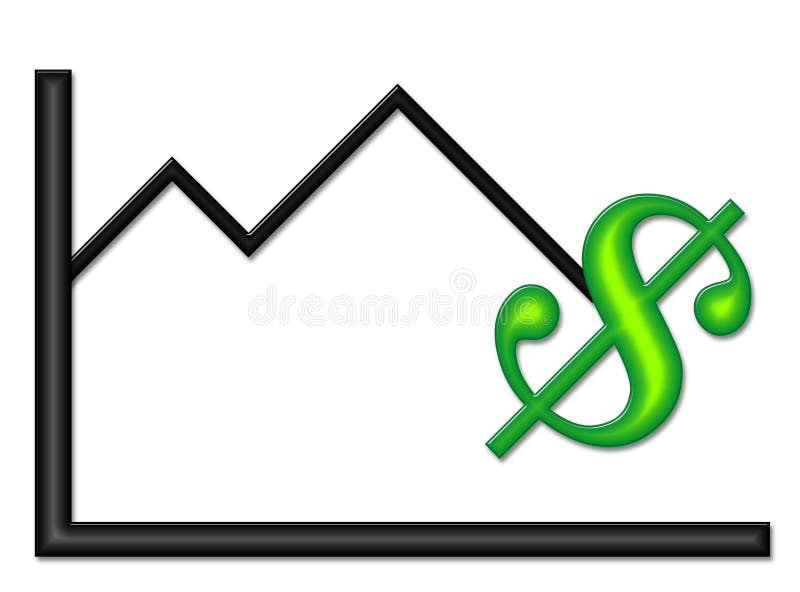 Black Graph with Green Money Symbol Stock Illustration - Illustration ...