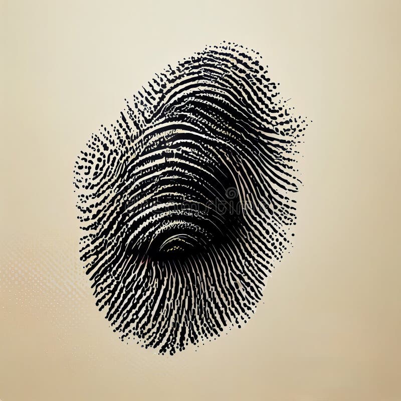 Black Graphic Human Fingerprint. Unique Imprint Image. Personal ...