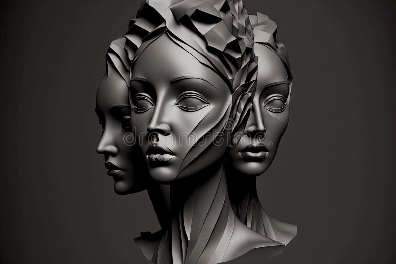 Black Graphite Background with Three-dimensional Faces As 3d Render ...