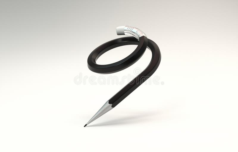Black Graphite Pencil with Eraser in Spiral Shape on a Soft White ...