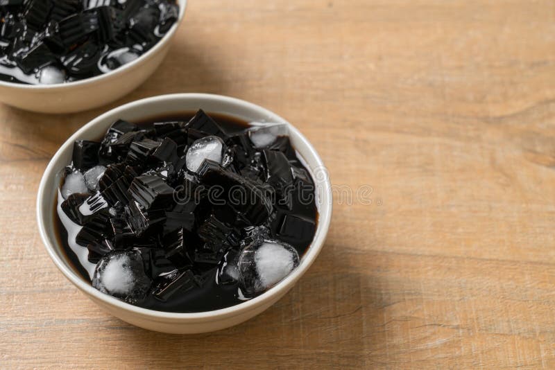 Black grass jelly with ice stock photo. Image of chinese - 257210356