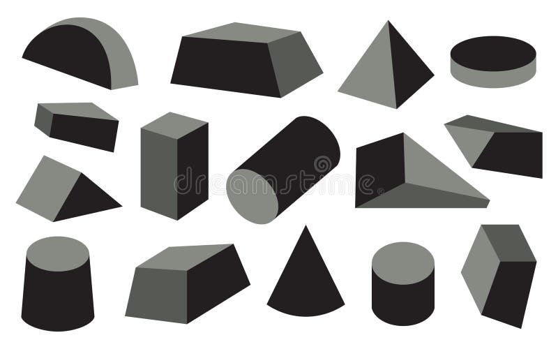 Black and Gray Abstract Isolated Solid Geometric Three Dimension Shapes ...