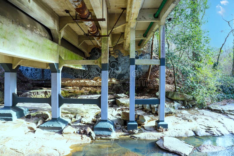Black and Gray Fish Graffiti Under a Bridge Over the River Editorial ...