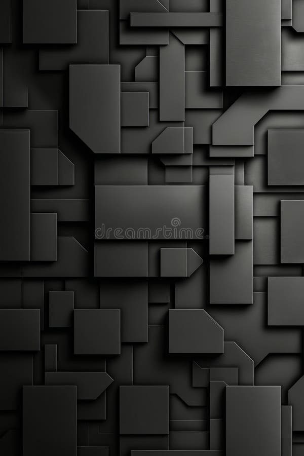 A Black and Gray Geometric Pattern is Displayed on a Wall. Generative ...