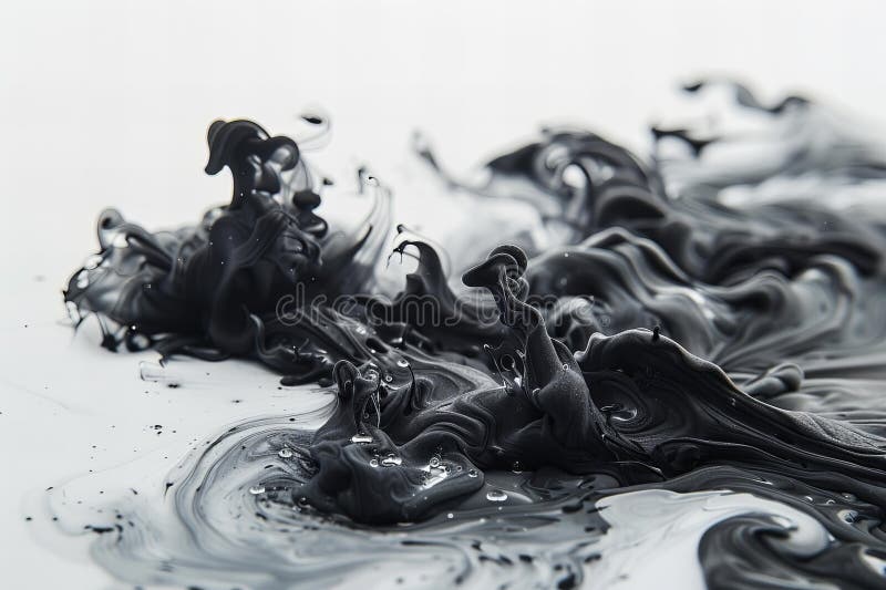 A Black and Gray Liquid in a White Space, High Quality, High Resolution ...