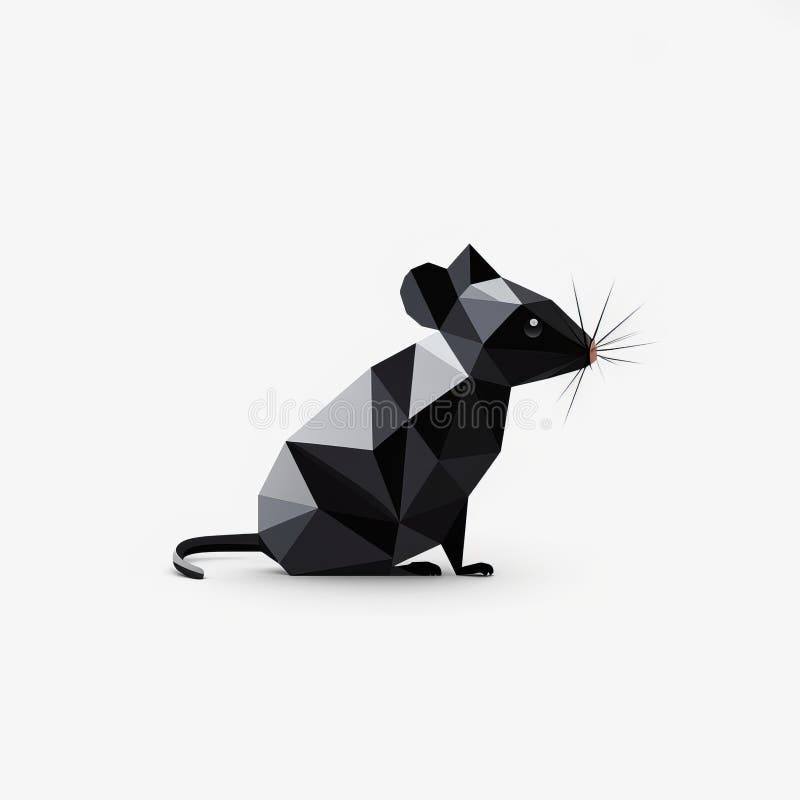 Black and Gray Low Poly Mouse Vector Character Design Stock ...