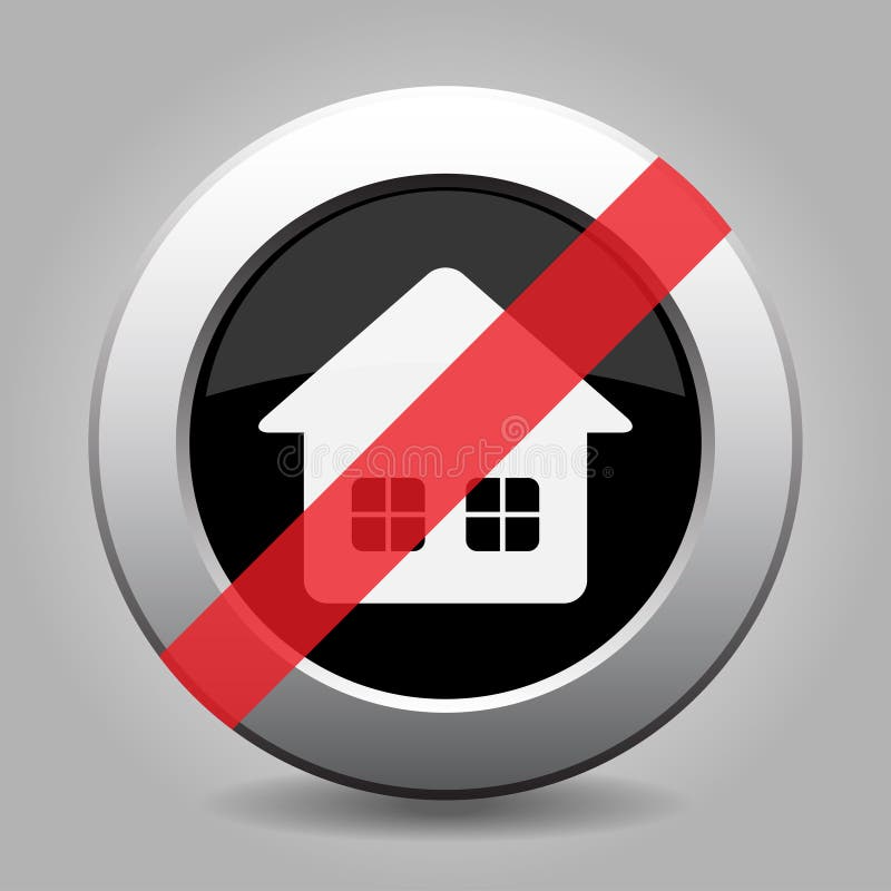 Black Gray Metallic Ban Button, Home with Windows Stock Vector ...