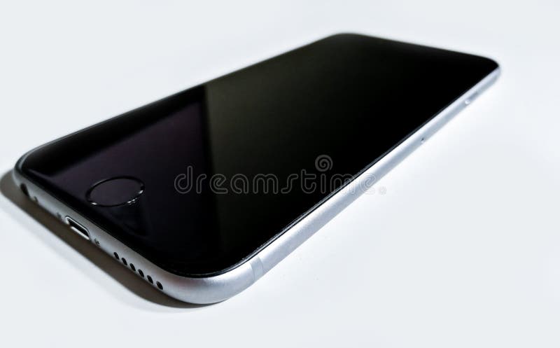 Black-gray Mobile Phone Laying Down Stock Photo - Image of frame, black ...