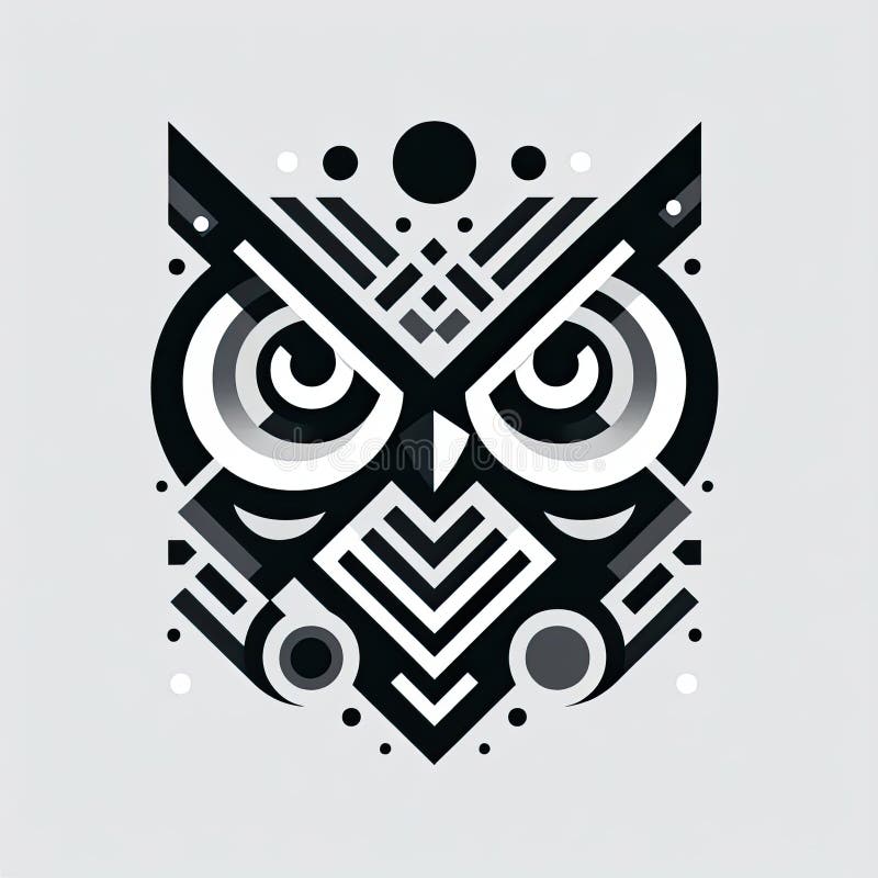 Black and Gray Owl in Vector Style Stock Illustration - Illustration of ...