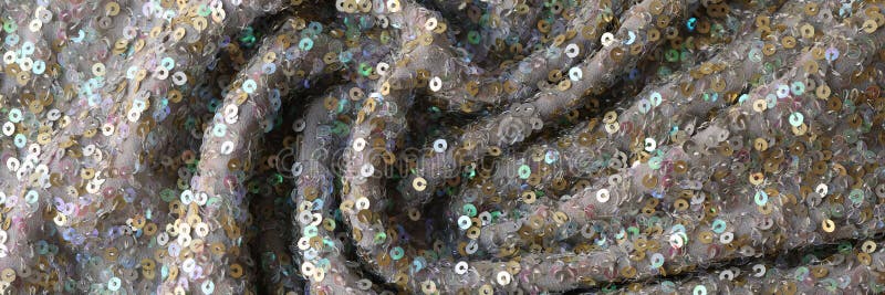 Black and Gray Round Sequins on Fabric in Folds Stock Image - Image of ...