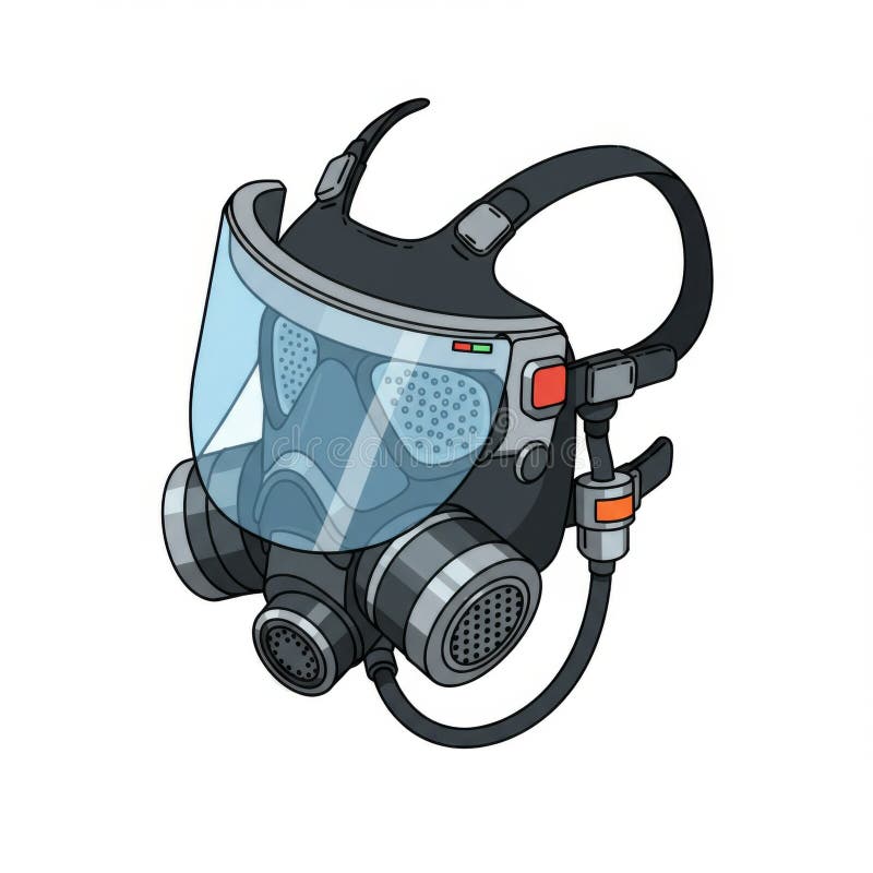 Black and Gray Safety Respirator Mask Illustration Stock Illustration ...