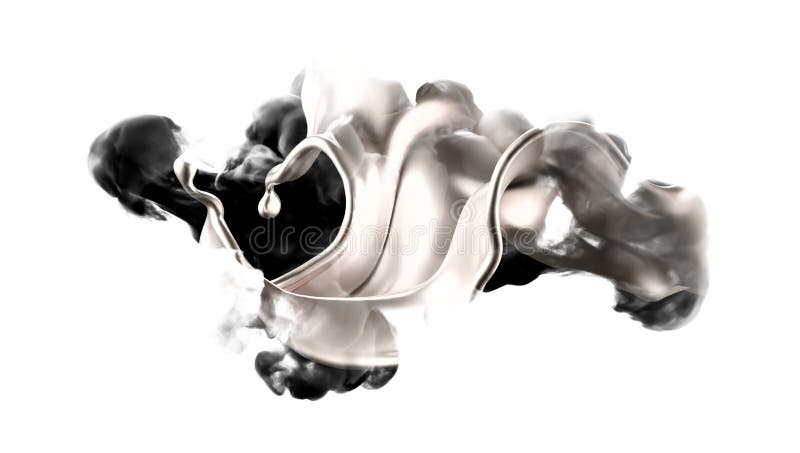 Black Gray Smoke on a White Background. 3d Illustration, 3d Rendering ...