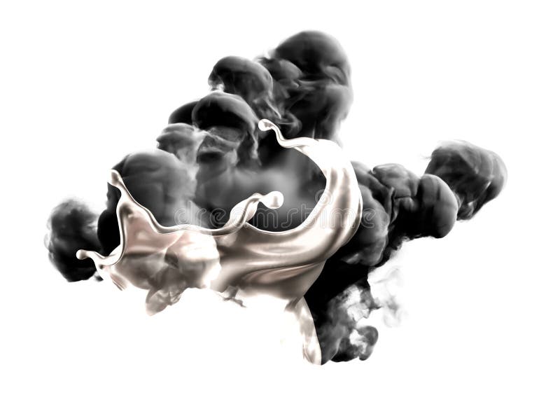 Black Gray Smoke on a White Background. 3d Illustration, 3d Rendering ...