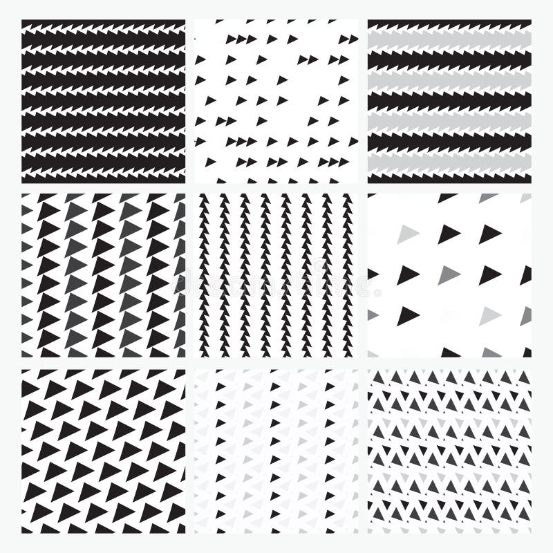 Black, Gray, White Simple Seamless Pattern Set, Stock Vector ...