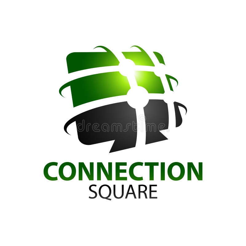 Black Green Abstract Connection Square Logo Concept Design Template ...