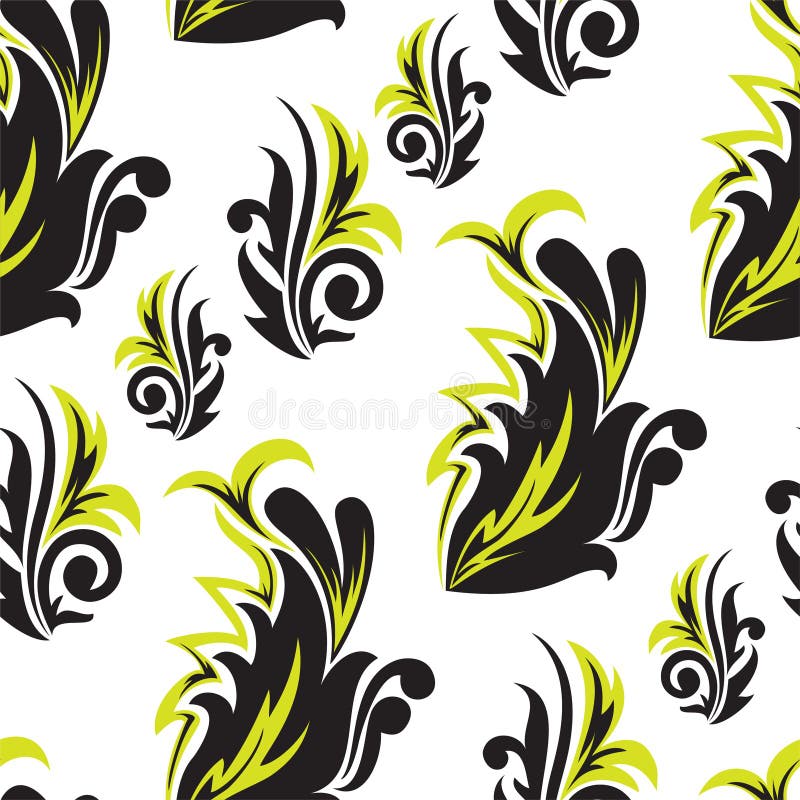 Black-and-green Floral Seamless Stock Vector - Illustration of burgeon ...