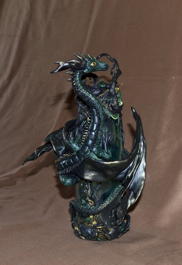 Black, Green and Gold Dragon, Back View Stock Photo - Image of fabled ...