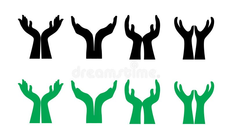 Black and Green Open Hands. Stock Vector - Illustration of clip ...