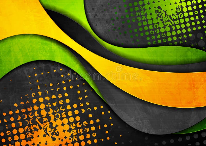 Black, Green and Orange Contrast Waves Corporate Background Stock ...