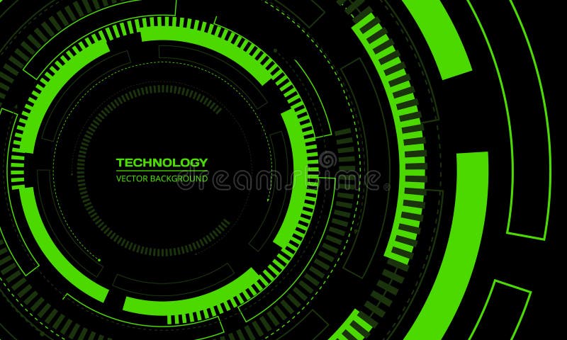 Black and Green Technology Background with Futuristic Cyber HUD ...