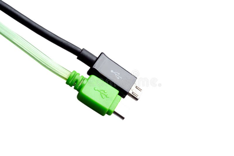 Black and Green Wire USB Micro USB Isolated Stock Photo - Image of ...