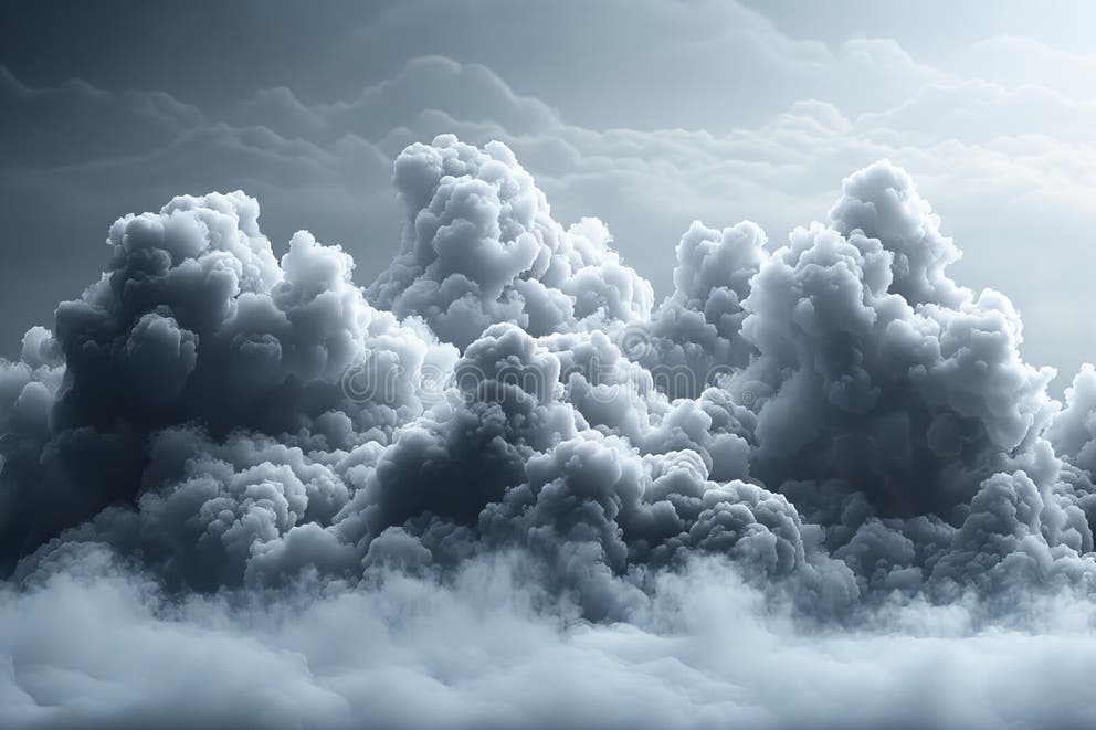 A Black and Grey Cloud on a White Background, Isolated without a Shadow Under the Cloud, in a ...