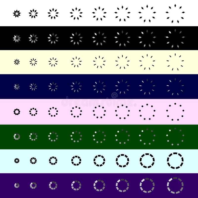 Black and Grey Colors Loading Icon Set. View with Differents Colors ...