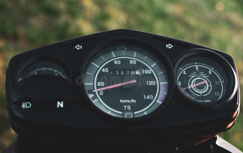 Black Control Panel and Standard Motorcycle Speedometer Photographed ...