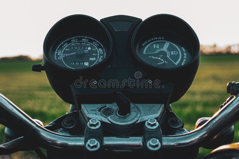 Black Control Panel and Standard Motorcycle Speedometer Photographed ...