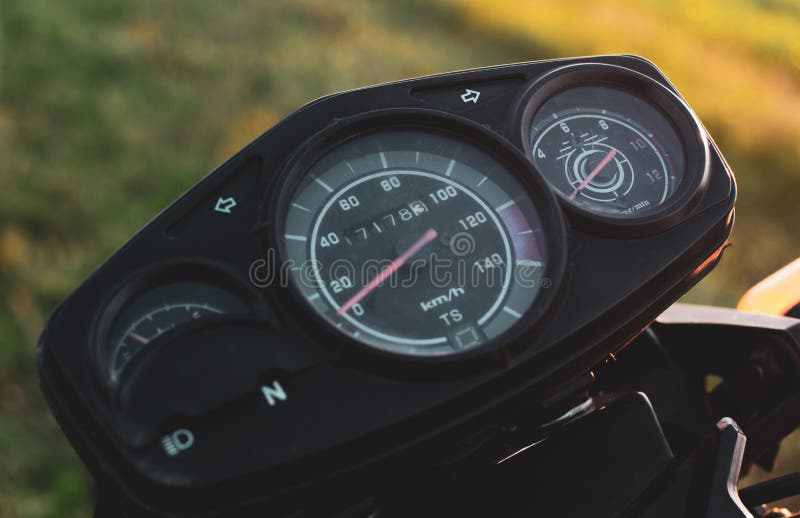 Black Control Panel and Standard Motorcycle Speedometer Photographed ...