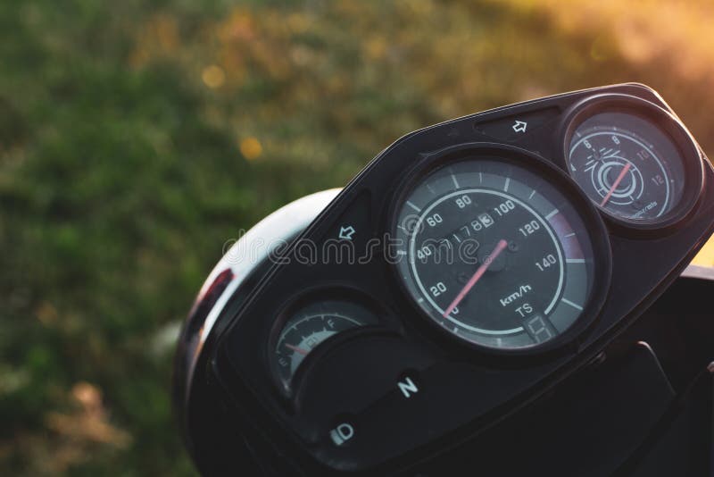 Black Control Panel and Standard Motorcycle Speedometer Photographed ...