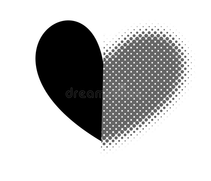 Black and Grey Halftone Heart with Transparency Effect Stock Vector ...