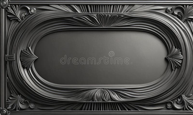 A Black and Grey Picture Frame with a Design on it. Stock Illustration ...