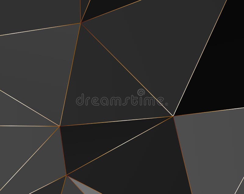 Black and Grey Premium Background with Luxury Polygonal Pattern and Gold Triangle Lines. Low ...