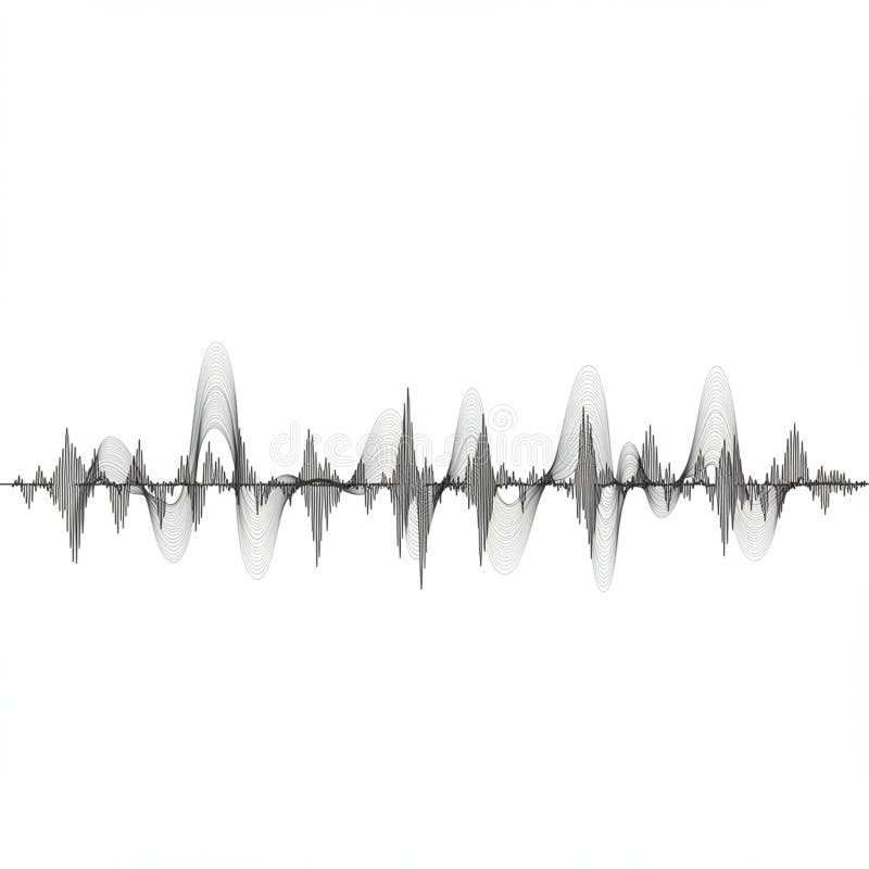 Black and Grey Sound Wave Pattern on a White Background. Features ...