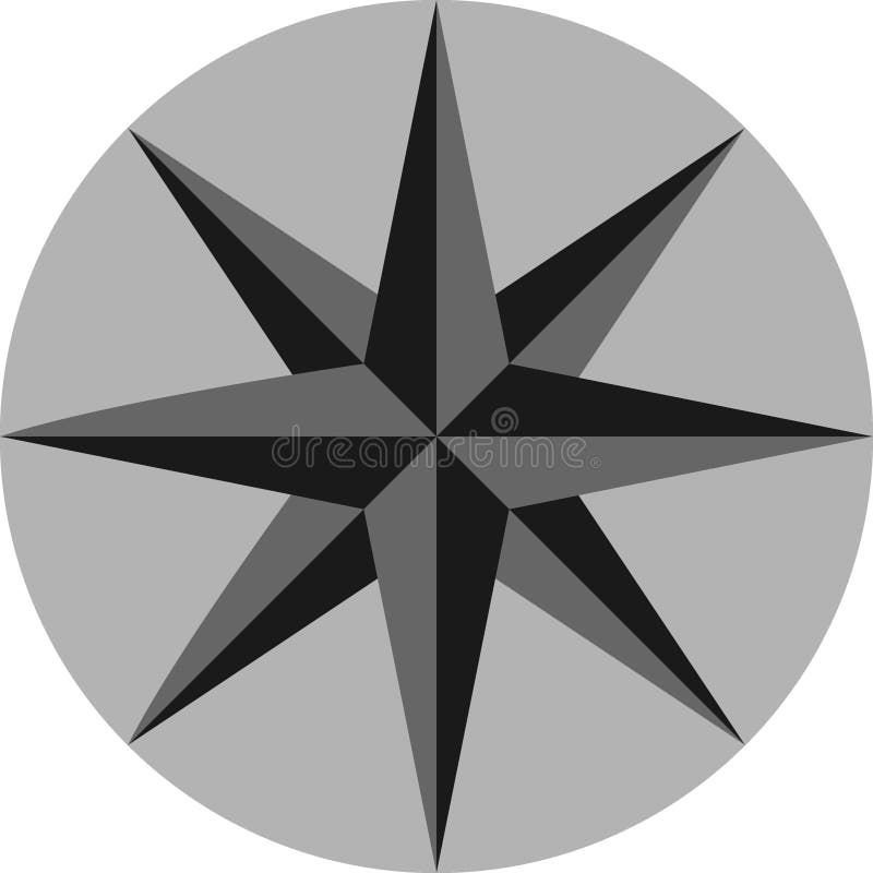 Black and Grey Vector Graphic of an Eight Pointed Star. it Has a 3d ...