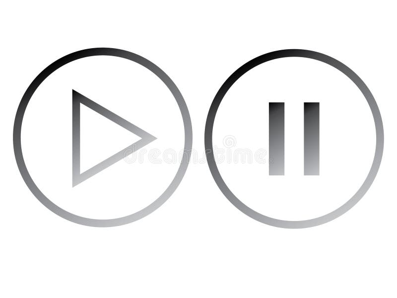 Black Grey Play Pause Button Icon Vector Stock Vector - Illustration of ...