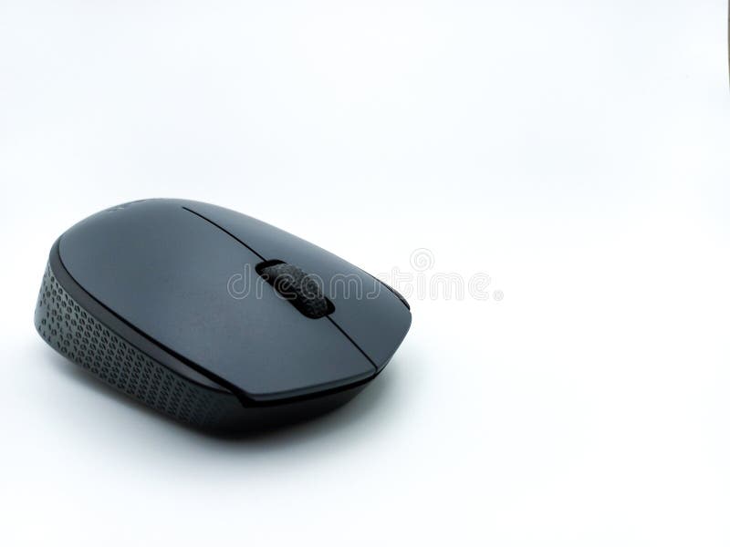 Black and Grey Wireless Computer Mouse Isolated on White Background ...