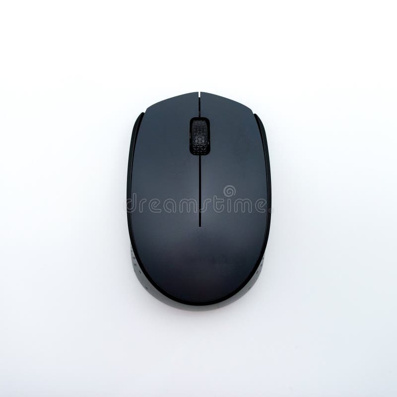Black and Grey Wireless Computer Mouse Isolated on White Background ...