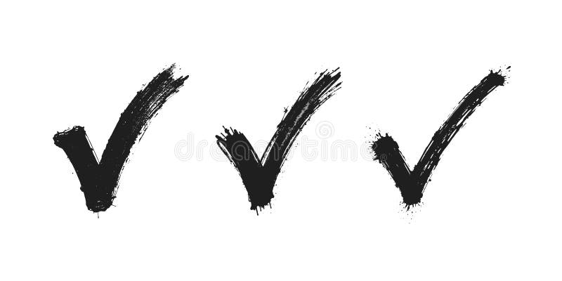 Black Grunge Check Marks with Rough Edges and Splatters Stock Vector ...