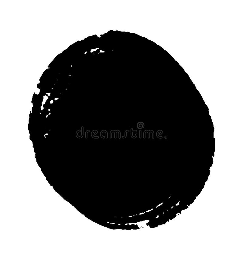 Black Grunge Circle. Round Stamp. Painted Ink Brush Circle Vector ...