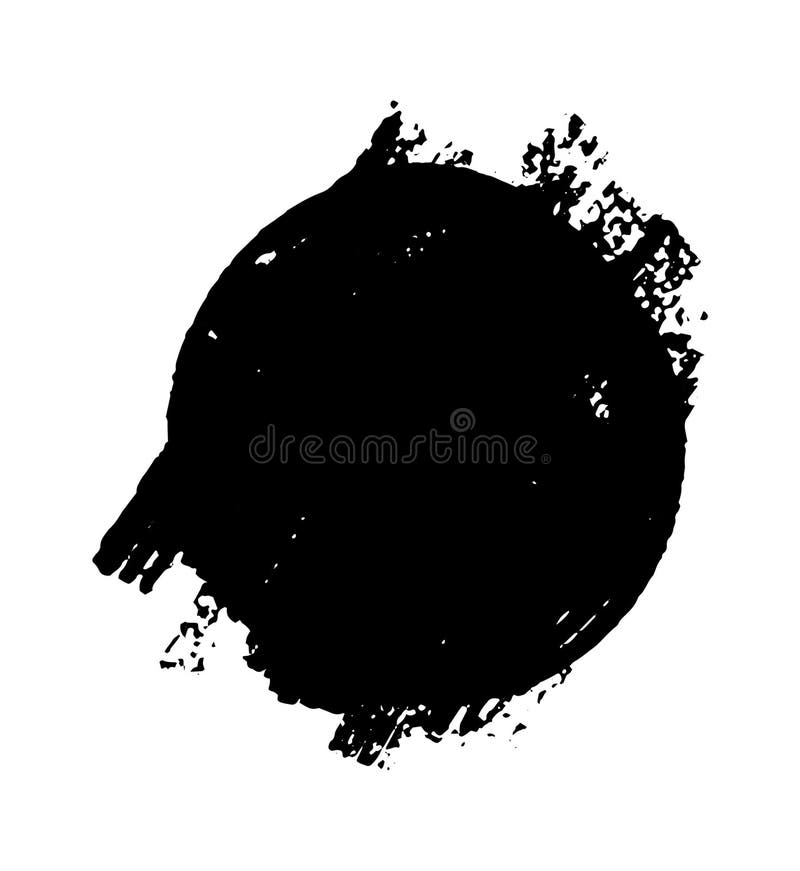 Black Grunge Circle. Round Stamp. Painted Ink Brush Circle Vector ...