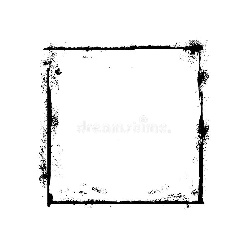 Black Grunge Frame, Vector Messy Thin Paintbrush Strokes Square Shape ...