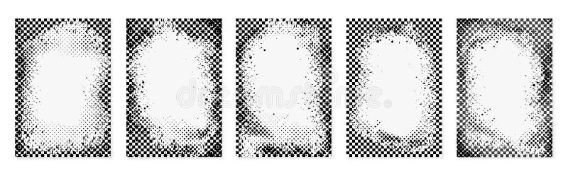 Black Grunge Posters, Banners Web Covers. Halftone Pattern, Frames for ...